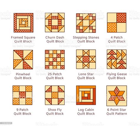 Quilt Sewing Pattern Log Cabin Pinwheel Tiles Quilting Patchwork Blocks From Fabric Squares