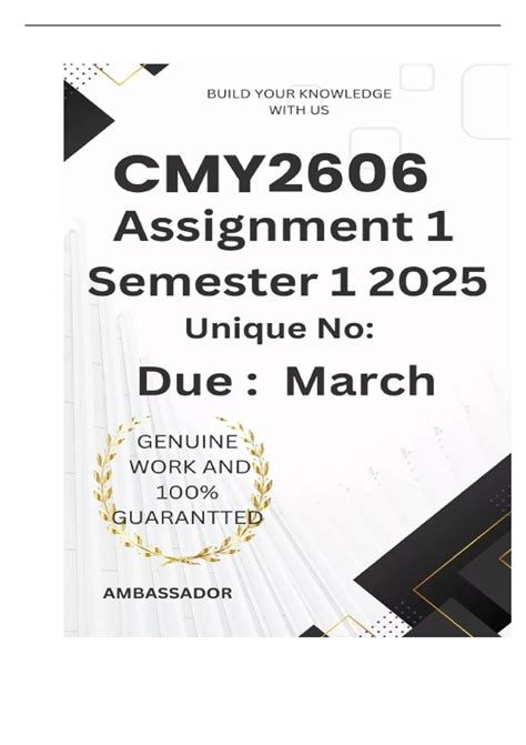 Cmy2606 Assignment 1 Complete Answers Semester 1 2025 Due March 2025 Cmy2606 Assignment 1