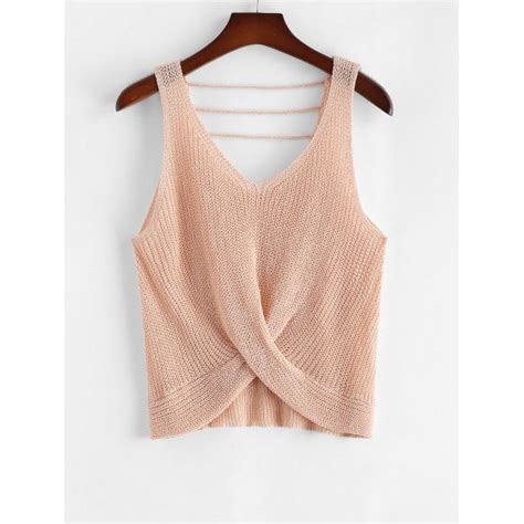 Zaful Plus Size Twist Front Strappy Sweater Vest 3xl Light Pink Plus