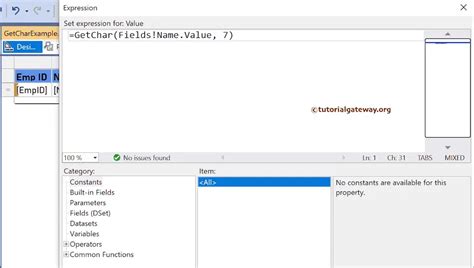 Ssrs Getchar Function