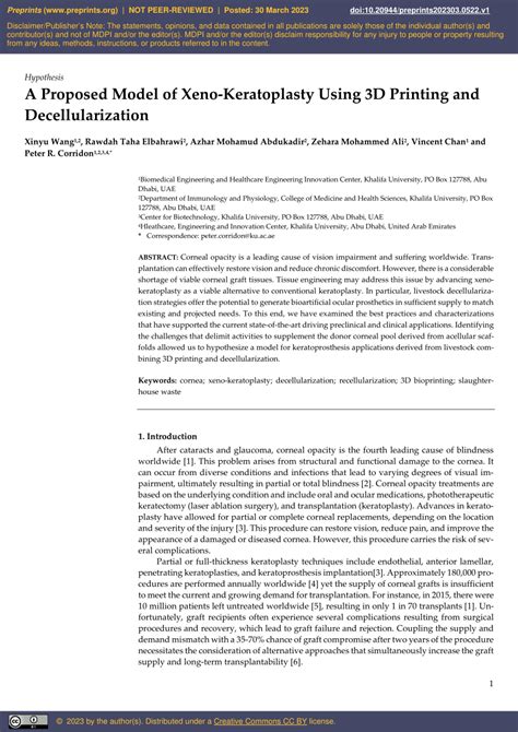 Pdf A Proposed Model Of Xeno Keratoplasty Using 3d Printing And Decellularization