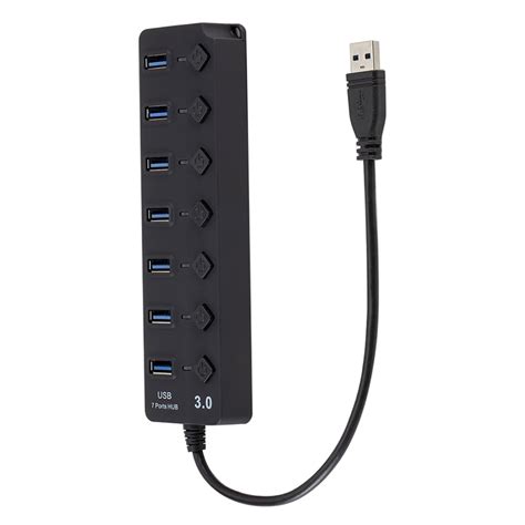 Mlins 7 Ports Usb Device Connector Hub With Light Extra For Car Black