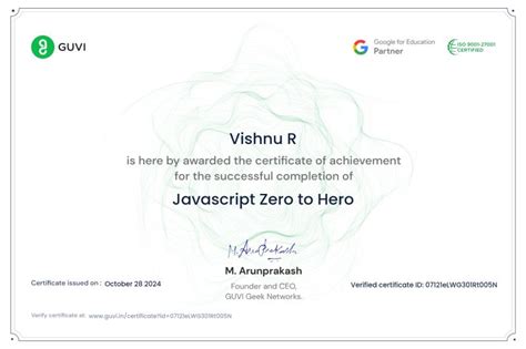 Vishnu Ramesh On Linkedin Javascript Codingjourney Guvi