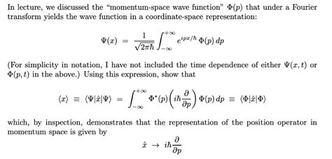 solved in lecture we discussed the momentum space wave