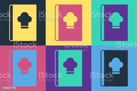 컬러 배경에 격리 된 팝 아트 쿡 북 아이콘 요리 책 아이콘 레시피 북 포크와 칼 아이콘 칼 붙이 기호 벡터 요리책에 대한 스톡 벡터 아트 및 기타 이미지 Istock