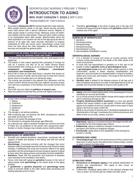 Gn Introduction To Aging Pdf Ageing Geriatrics