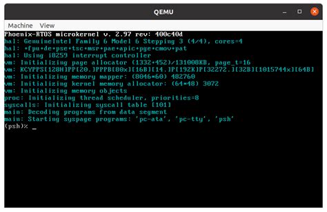 Running System On Ia32 Generic Qemu Phoenix Rtos Documentation
