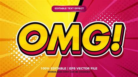 Premium Vector | Editable text effect - omg pop art cartoon comic style 3d template