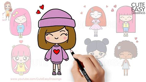 How To Draw Cute Girls 7 Cute Girls Easy Drawings Youtube