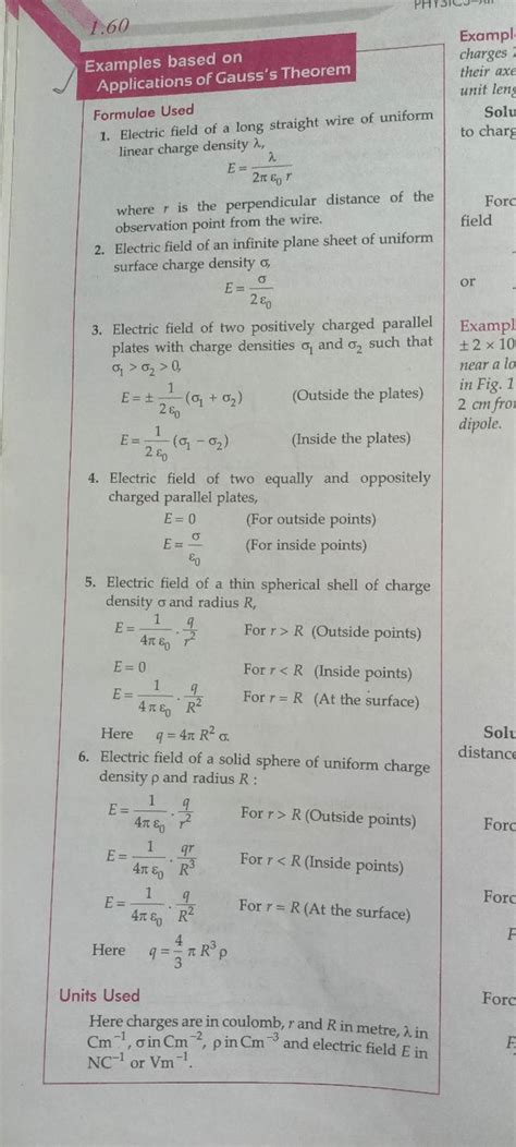 Examples Based On Applications Of Gausss Theoremformulae Used1 Electr