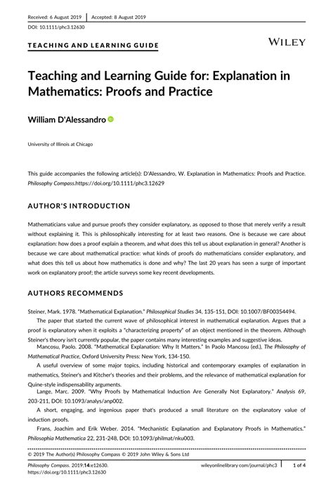 teaching and learning guide for explanation in mathematics proofs and