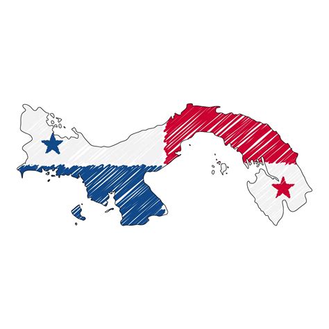 파나마 지도 손으로 그린 스케치 벡터 개념 그림 플래그 어린이 드로잉 낙서 지도 흰색 배경 벡터 일러스트 레이 션에 고립 된