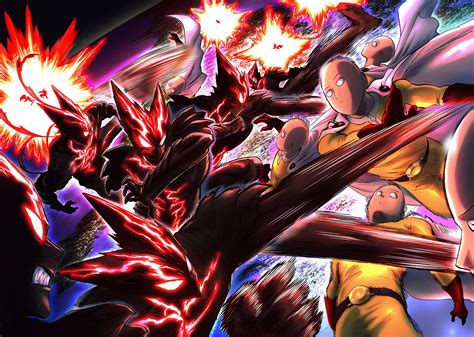 Epic Clash Saitama Vs Garou One Punch Man Hd Wallpaper By One