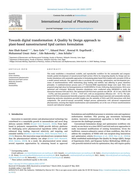 Pdf Towards Digital Transformation A Quality By Design Approach To Plant Based Nanostructured