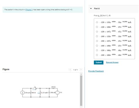 Solved The Switch In The Circuit In Has Been Open A Long Chegg Com