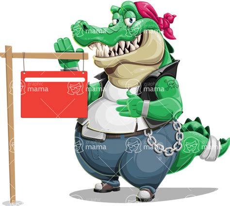 Bad Crocodile Cartoon Character Holdin Sign 8 Graphicmama