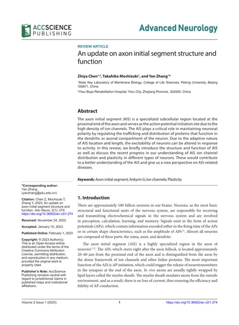 Pdf An Update On Axon Initial Segment Structure And Function
