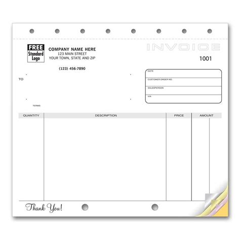 Invoice Form No Lines Pre Printed Personalized Carbonless Worksheets Library