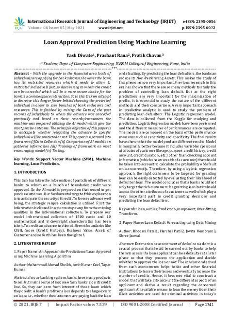 Pdf Loan Approval Prediction Using Machine Learning