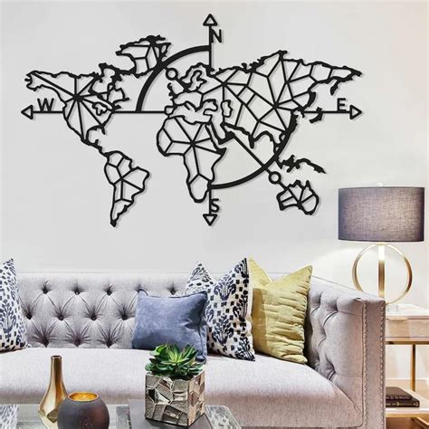 World Map Compass Wall Art Photo Map By Buzzeye Makerworld Download
