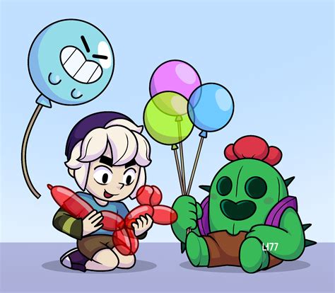 Gus And Spike Playing With Balloons Fanart R Brawlstars