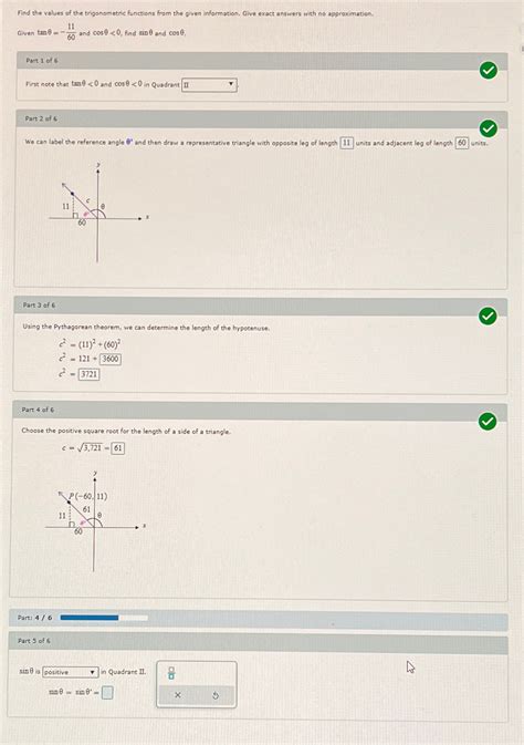 Solved Find The Values Of The Trigonometric Functions From Chegg
