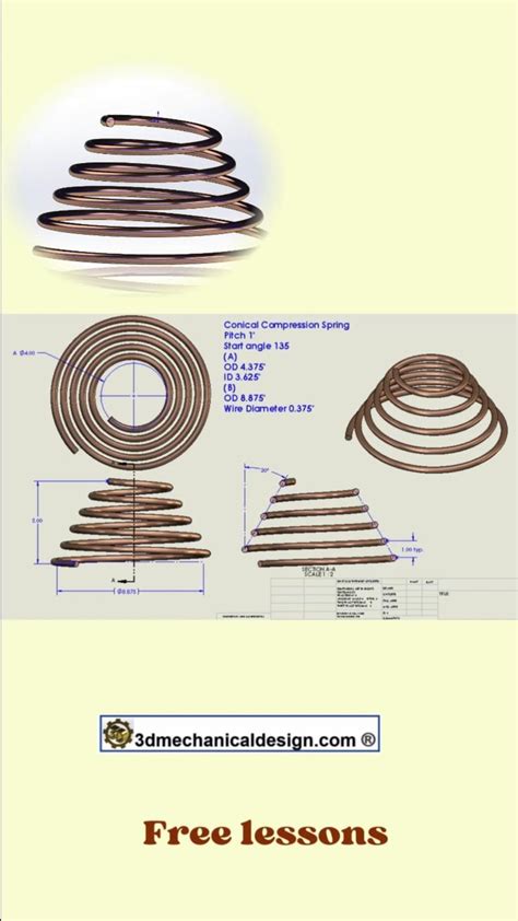 solidworks tutorial designing a conical compression spring [video