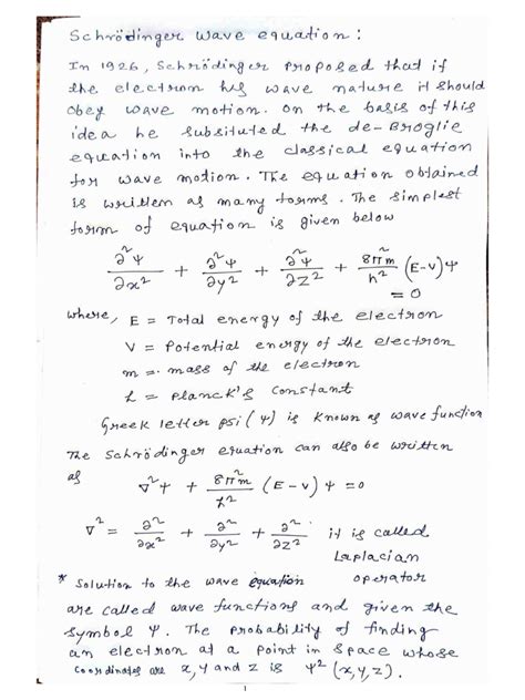 Schrodinger Wave Equation Pdf