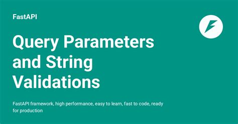 Query Parameters And String Validations Fastapi
