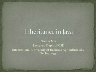 Inheritance In Java Beginner To Advance With Examples Pptx
