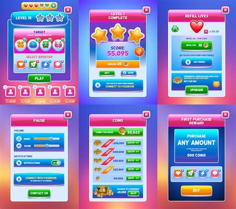 Premium Vector Game Ui Examples Of Screens Buttons Bars Progression For Computer And Mobile