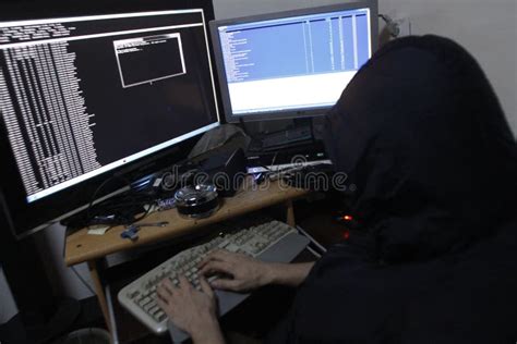 Criminal Hacker Penetrating Networks Editorial Stock Image Image Of