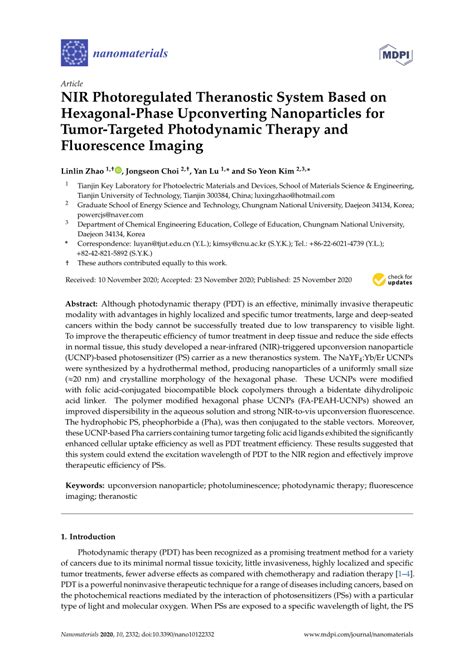 Pdf Nir Photoregulated Theranostic System Based On Hexagonal Phase Upconverting Nanoparticles
