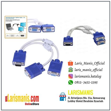 kabel vga cabang 1 male 2 female kabel vga splitter