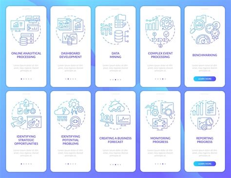 Premium Vector Data Management Solutions Blue Gradient Onboarding