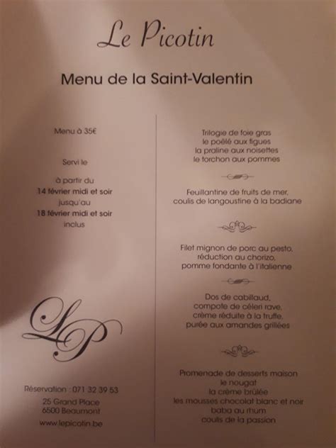 Menu Au Le Picotin Beaumont
