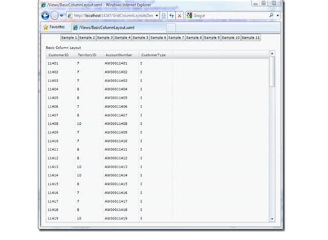 基本的な列構造を手動で定義 infragistics wpf™ ヘルプ