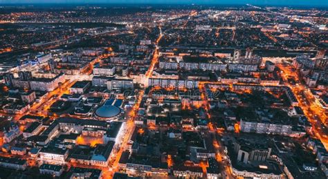 Brest Belarus Night Aerial Bird S Eye View Of Brest Cityscape Skyline