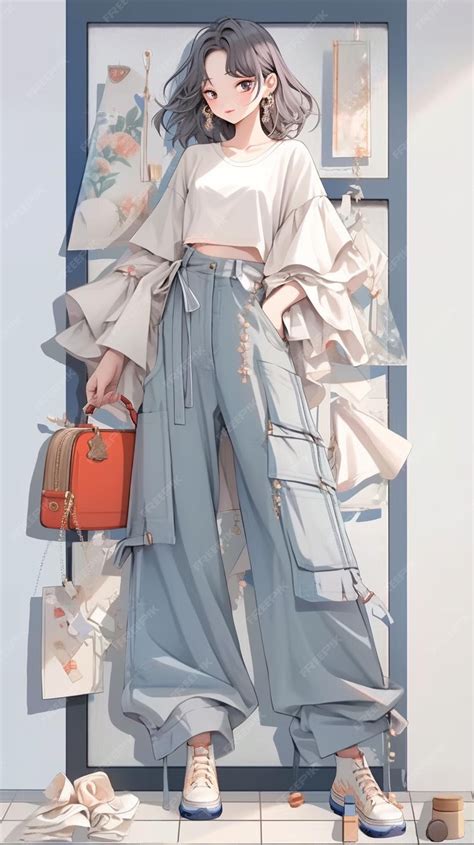 Anime Girl With A Suitcase And A Suitcase Standing In Front Of A Door Generative Ai Premium Ai