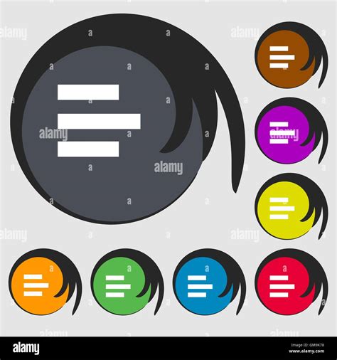 Left Aligned Icon Sign Symbols On Eight Colored Buttons Vector Stock Vector Image And Art Alamy