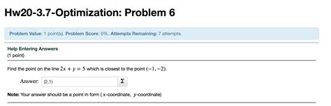 Solved Hw20 3 7 Optimization Problem 6 Problem Value 1 Chegg Com
