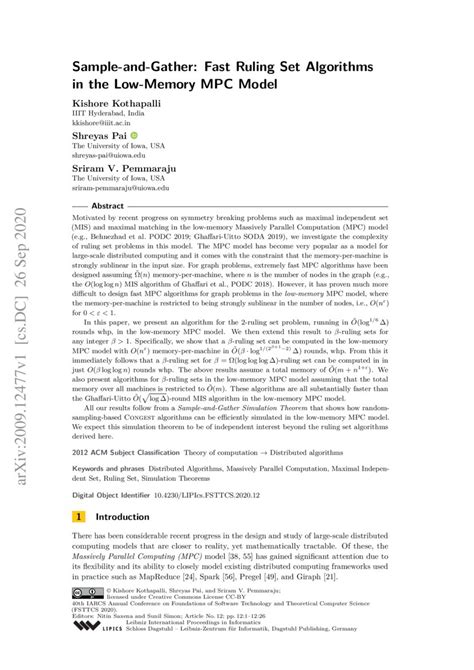 Sample And Gather Fast Ruling Set Algorithms In The Low Memory Mpc Model Deepai