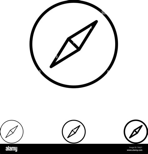 Instagram Compass Navigation Bold And Thin Black Line Icon Set Stock