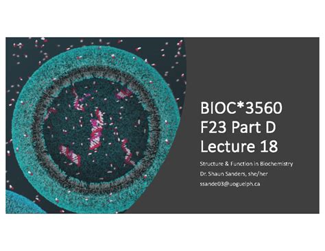 Bioc3560 Lecture 18 Bioc F23 Part D Lecture 18 Structure And Function In Biochemistry Dr Shaun