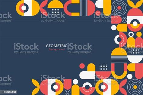 추상적 인 평면 기하학적 배경 원 선 및 점의 간단한 모양을 가진 모자이크 패턴의 템플릿 디자인 방문 페이지 디자인 0명에 대한 스톡 벡터 아트 및 기타 이미지 Istock