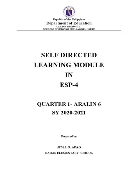 New Esp Self Directed Learning Module 4 Lm For Quarter 1 Aralin 6 Pdf