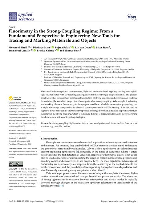 Pdf Fluorimetry In The Strong Coupling Regime From A Fundamental Perspective To Engineering