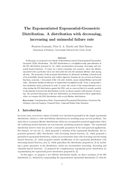 Pdf The Exponentiated Exponential Geometric Distribution A Distribution With Decreasing