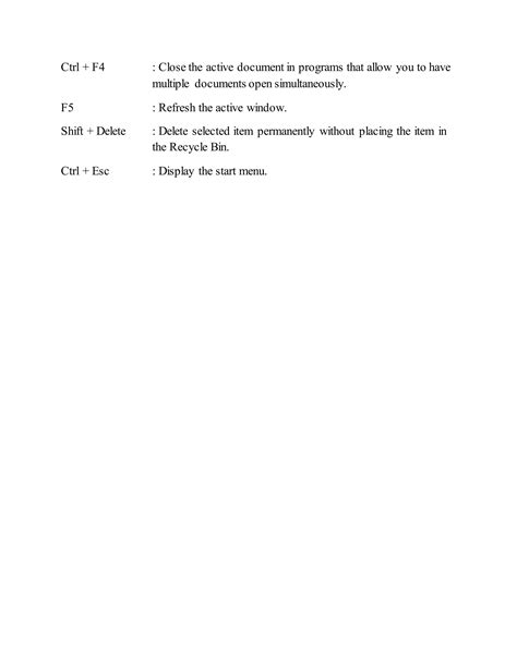 short cut keys pdf