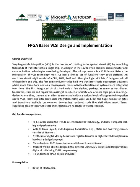 Fpga Bases Vlsi Design And Implementation Course Overview Pdf Integrated Circuit Logic Gate
